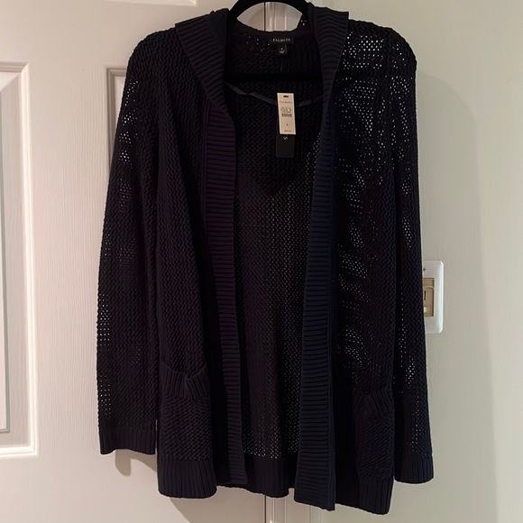 Talbots | Sweaters | Talbots Netted Knit Open Faced Long Cardigan Navy ...